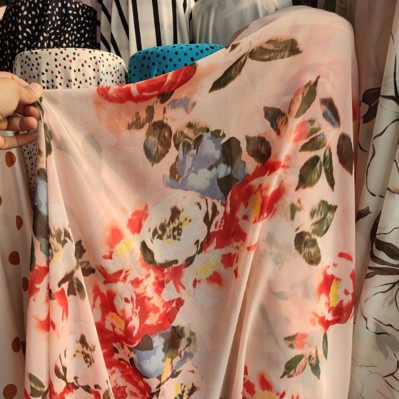 Jual Kain satin / Bahan saten silk Motif Dzc-45 | Harga per 0,5 meter ...