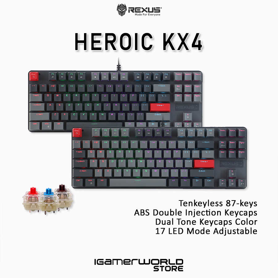 Jual Rexus Heroic KX4 TKL Rainbow Mechanical Gaming Keyboard | Shopee Indonesia