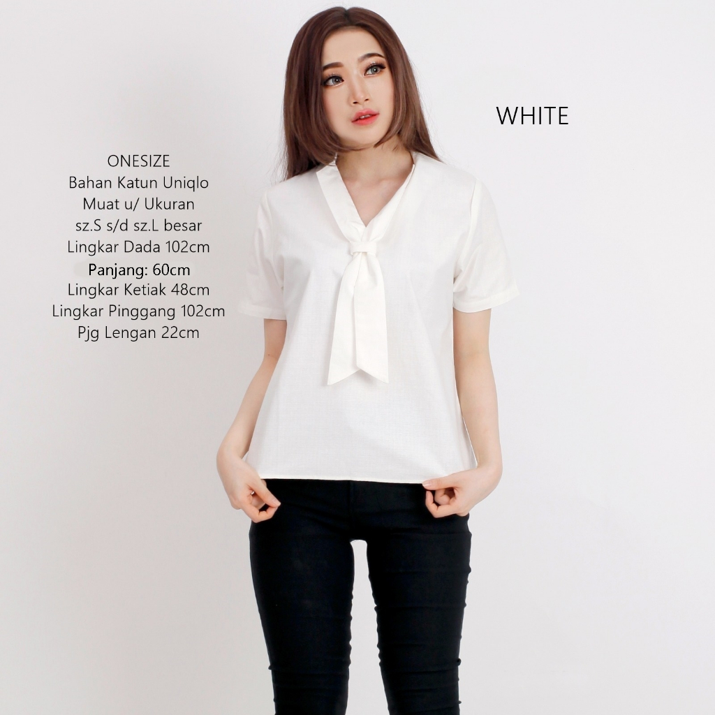 Jual Baju Atasan Putih Wanita Woman Blouse White Top Kemeja Cewek Blus ...