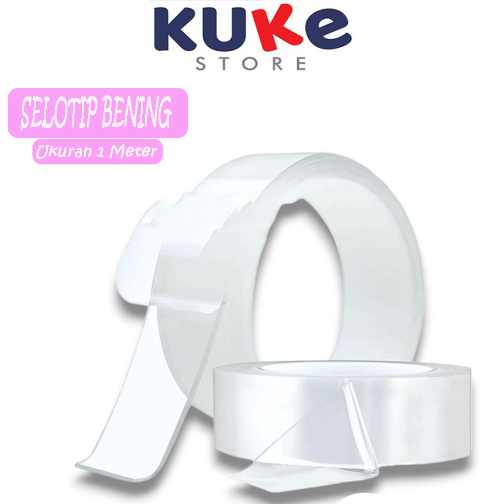 Jual KUKE SELOTIP/ISOLATIP TRANSPARAN TAPE 1M 3M SELOTIP BENING DOUBLE ...