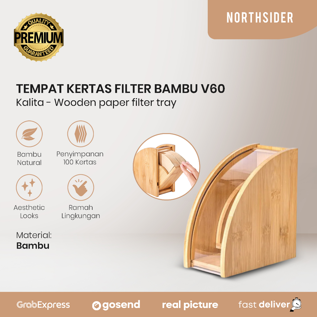 Jual Tempat kertas filter v60 - kalita - wooden paper filter tray ...