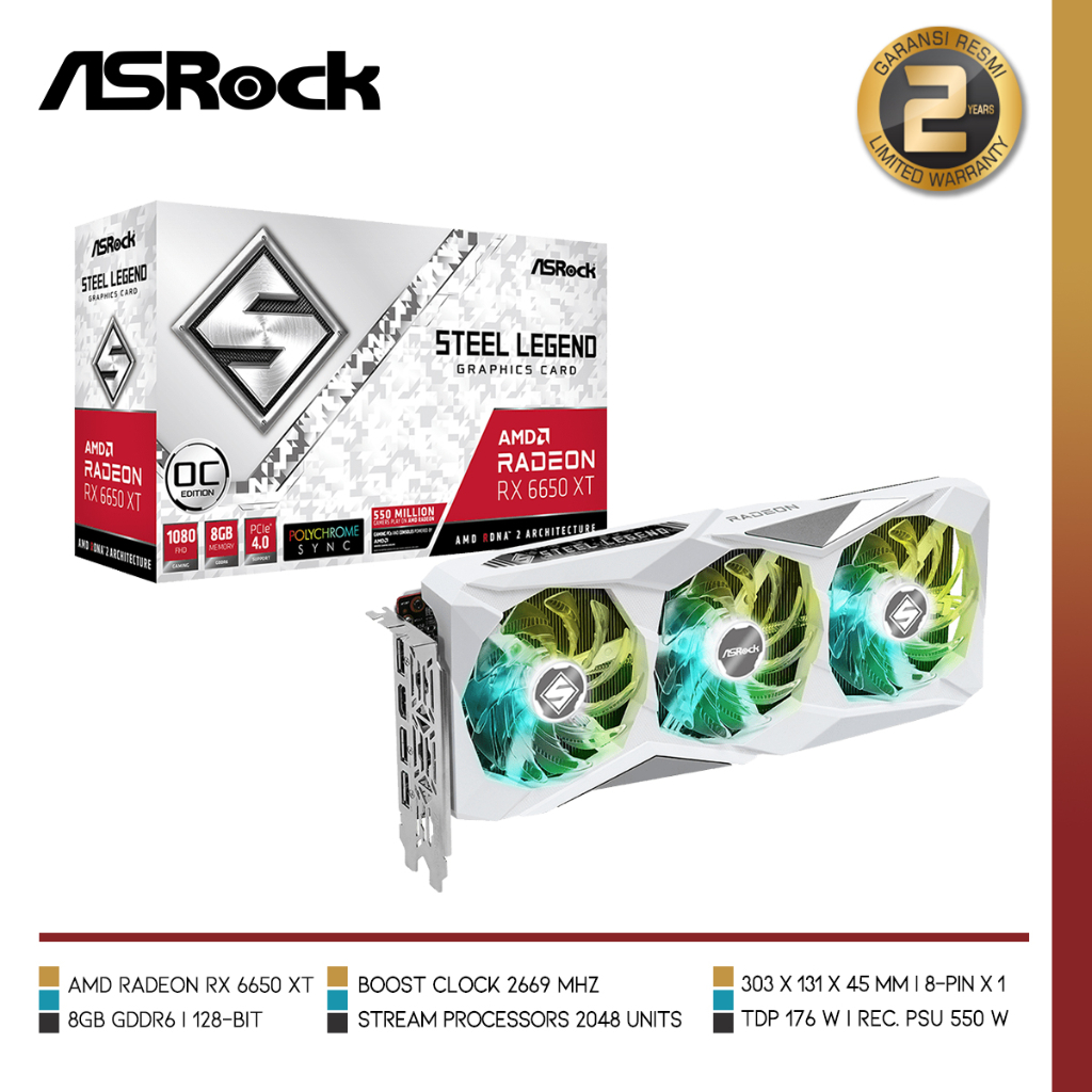 Jual ASROCK AMD Radeon RX 6650 XT Steel Legend 8GB OC | Shopee Indonesia