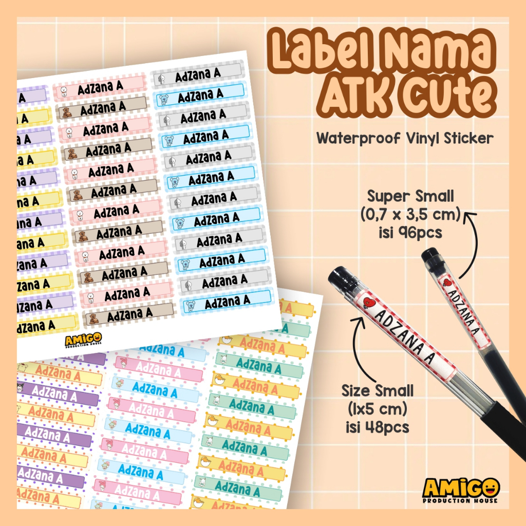 Jual Label Nama Anak Alat Tulis ATK Karakter Stiker Buku Stiker Pensil Custom Cute Edition ...