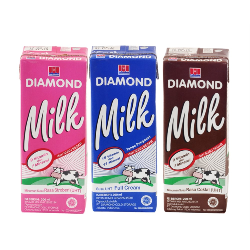 Jual DIAMOND SUSU UHT KEMASAN 200 GRAM RASA COKLAT FULL CREAM STROBERI SUPER MURAH | Shopee ...