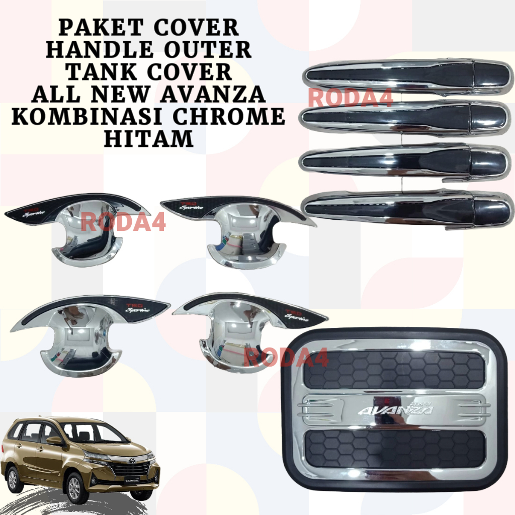 Jual PAKET Cover Handle Outer Tank Cover All New Avanza Veloz Kombinasi Chrome Hitam Aksesoris ...