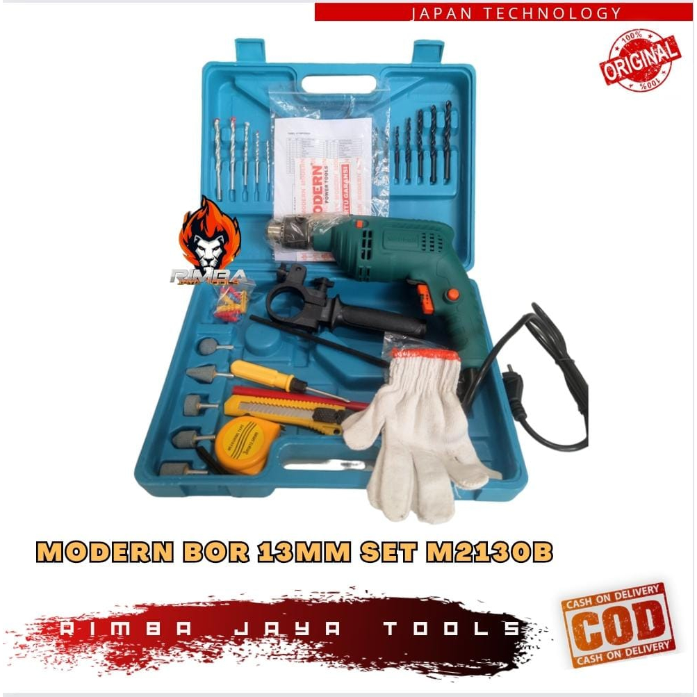 Jual MODERN M2130 BOR IMPACT 13 mm Mesin Bor Set -Perlengkapan Rumah ...