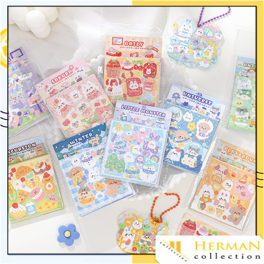 Jual HC Sticker Set Isi 10Pcs Karakter Hewan Lucu Aesthetic Waterproof ...