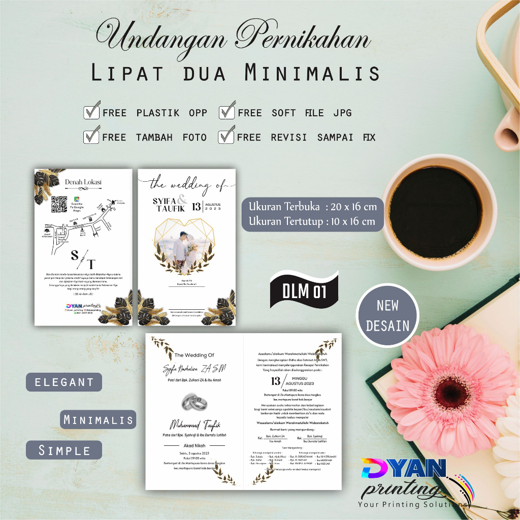 Jual UNDANGAN PERNIKAHAN LIPAT DUA MINIMALIS (DLM 01) | Shopee Indonesia