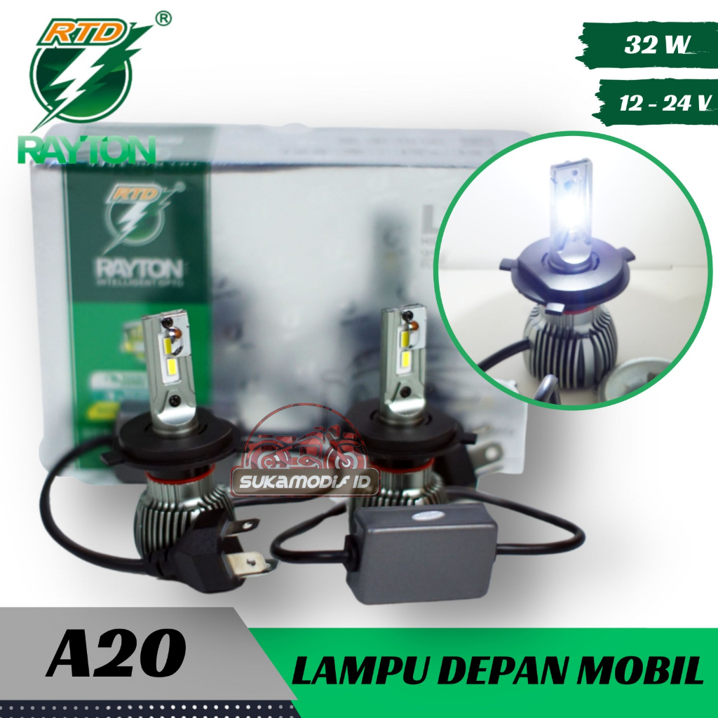 Jual LAMPU UTAMA MOBIL 19-36V SUPER CAR A80 H7 40 WATT KIPAS 2 PCS RAYTON RTD LED 9012 9006 9005 ...