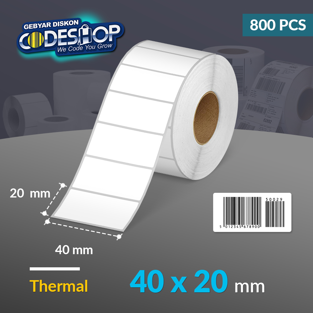 Jual Codeshop Label Thermal 40 x 20 mm 1 Line Stiker Printer Barcode ...