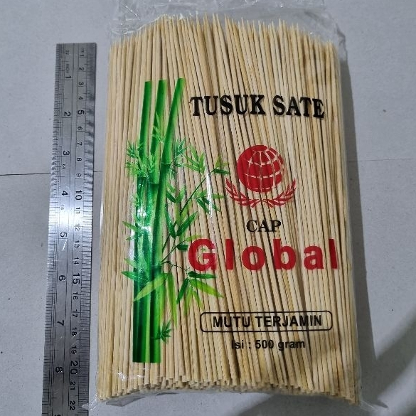 Jual Tusuk Sate Bambu / Lidi / Skewers Global 21 cm @500 Gram | Shopee ...