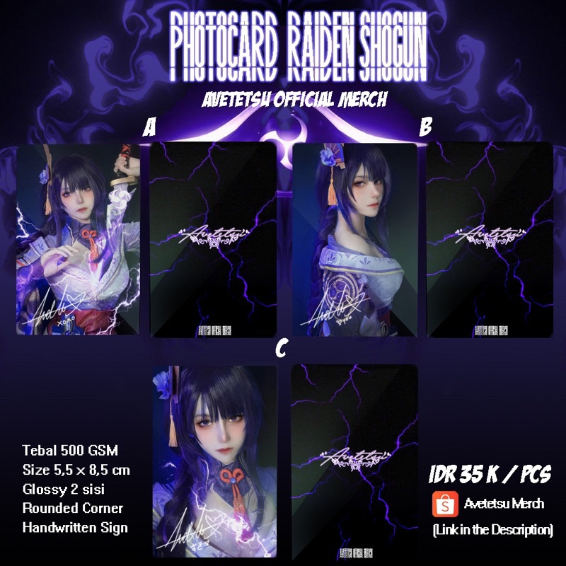 Jual Avetetsu Official Merchandise (Raiden Shogun) Photocard Glossy ...