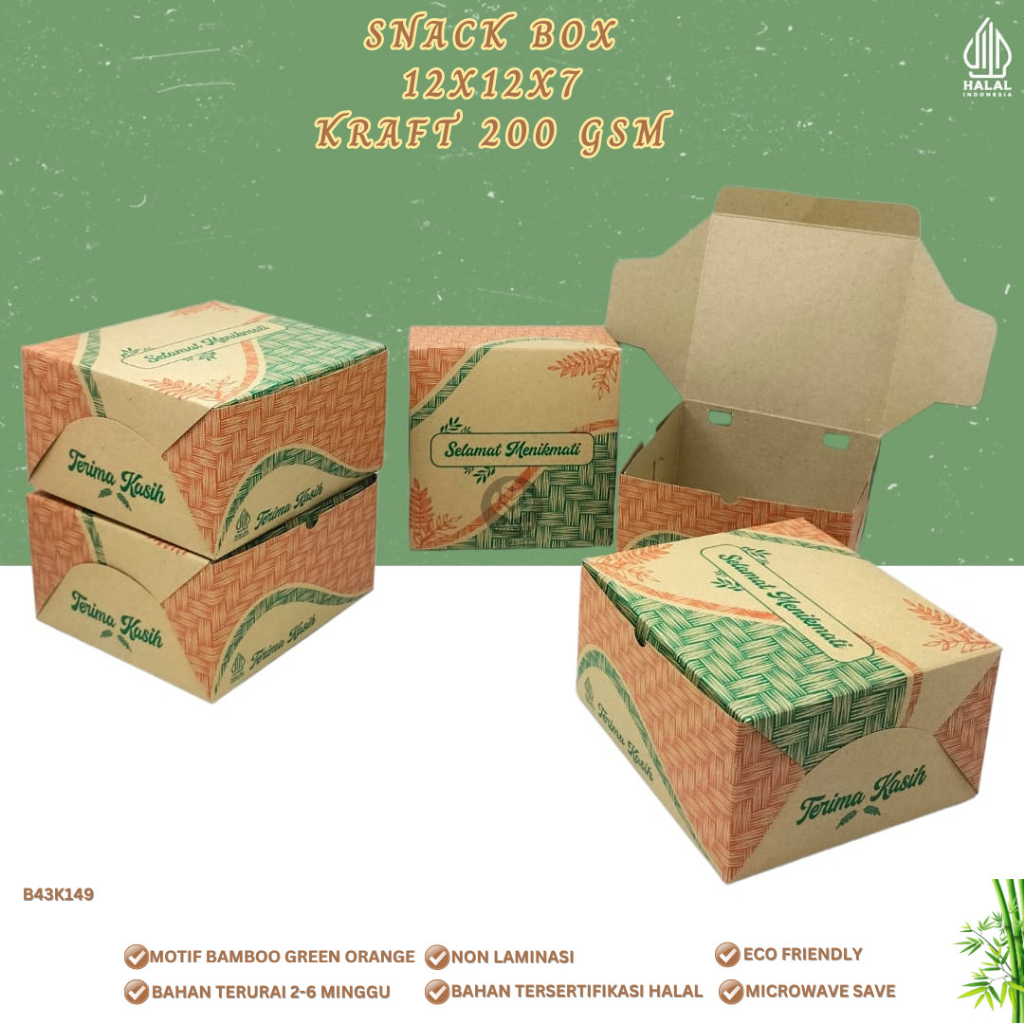 Jual Dus Snack 12x12 Snack Box Bahan 200 Gsm (B43K149) | Shopee Indonesia