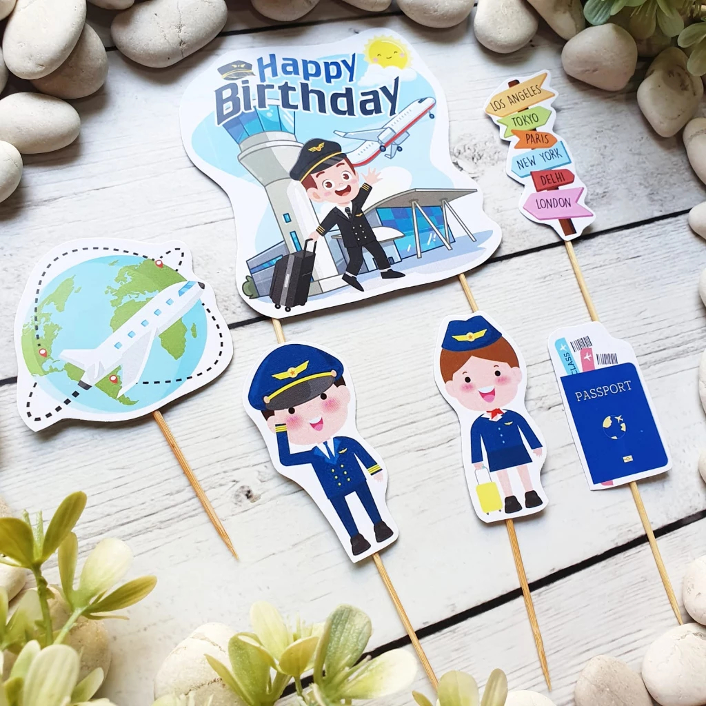 Jual cake topper hiasan kue ulang tahun dan tumpeng motif pilot ...