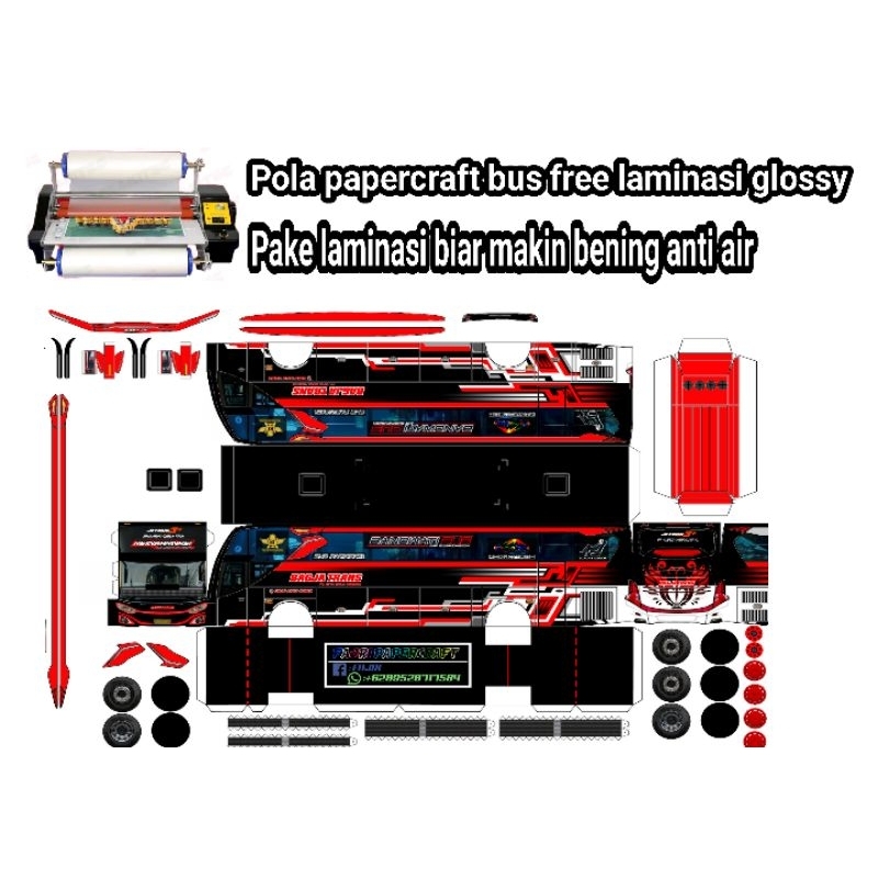 Jual pola papercraft bus Bagja trans laminasi glossy free | Shopee ...