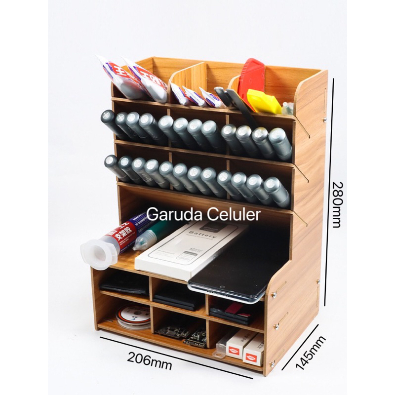 Jual Rak Box Kayu Penyimpanan obeng tool hp Multifungsi | Shopee Indonesia