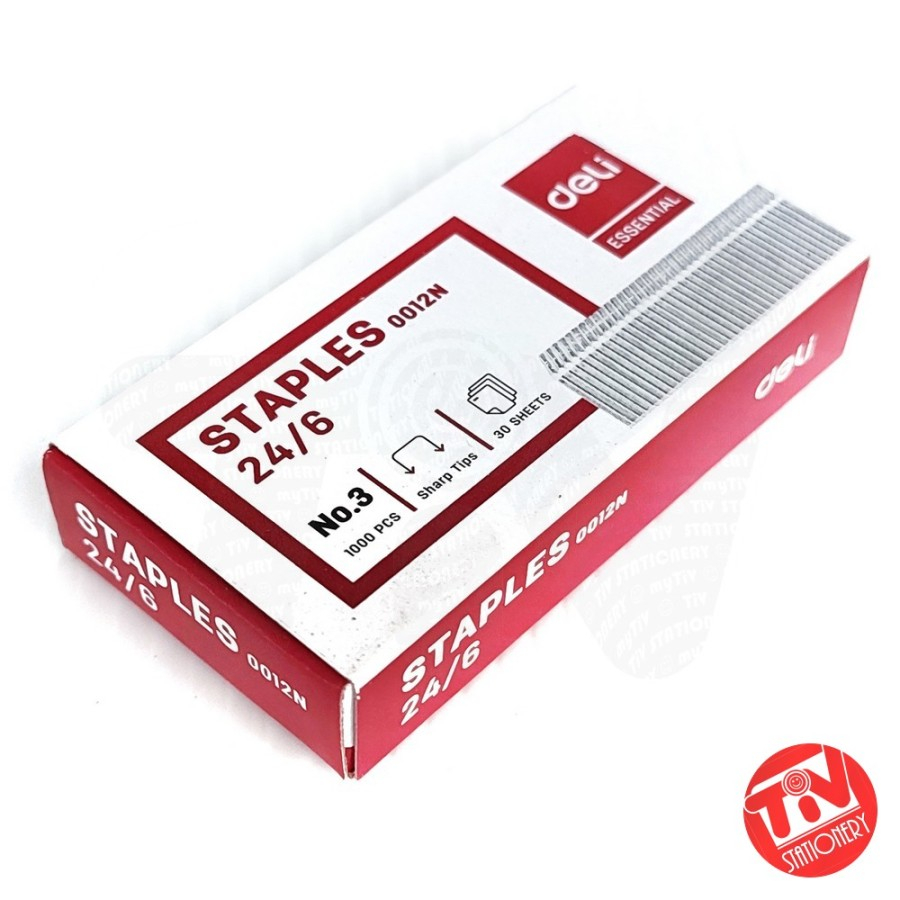 Jual Isi Staples Deli 0012N No.3 (24/6) Sharp Tips | Shopee Indonesia