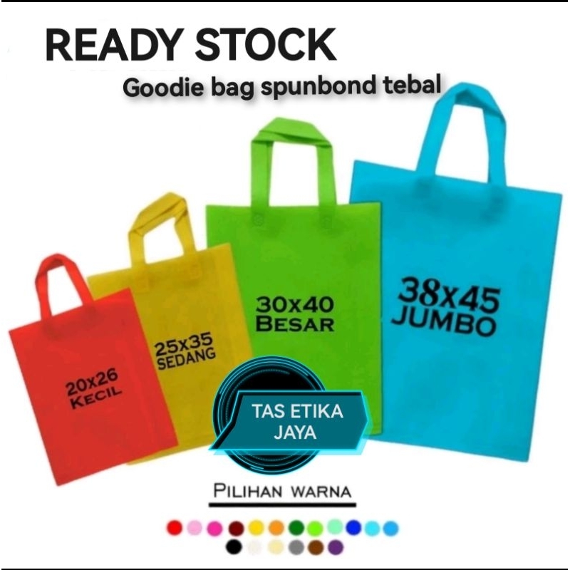 Jual tas press /tas spunbond Goodie Bag tali uk jumbo/besar/kecil ...