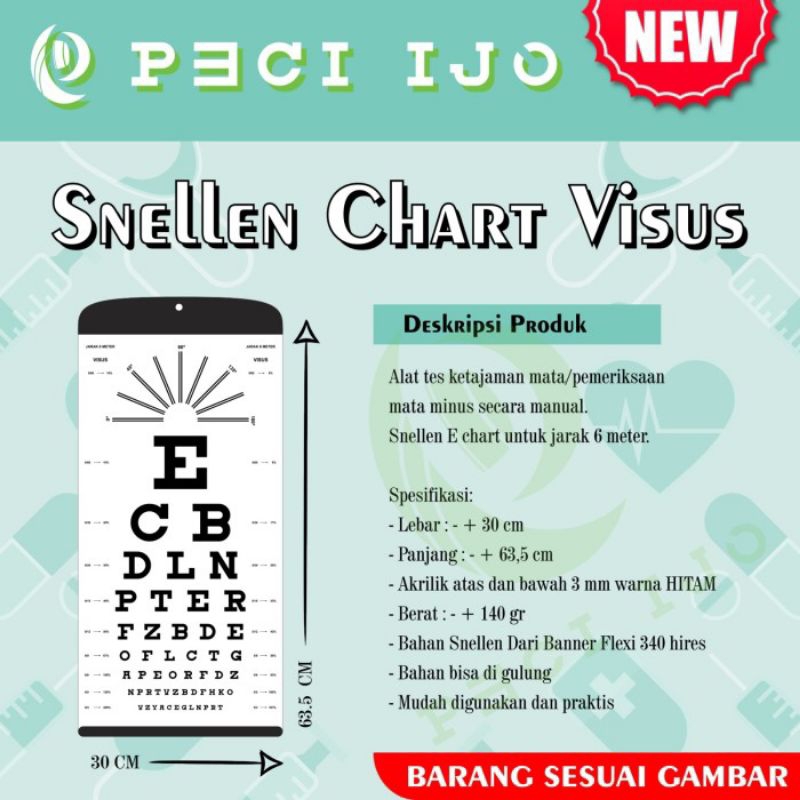 Jual SNELLEN CHART alat tes/cek katajaman mata ( E chart/Vissus ...