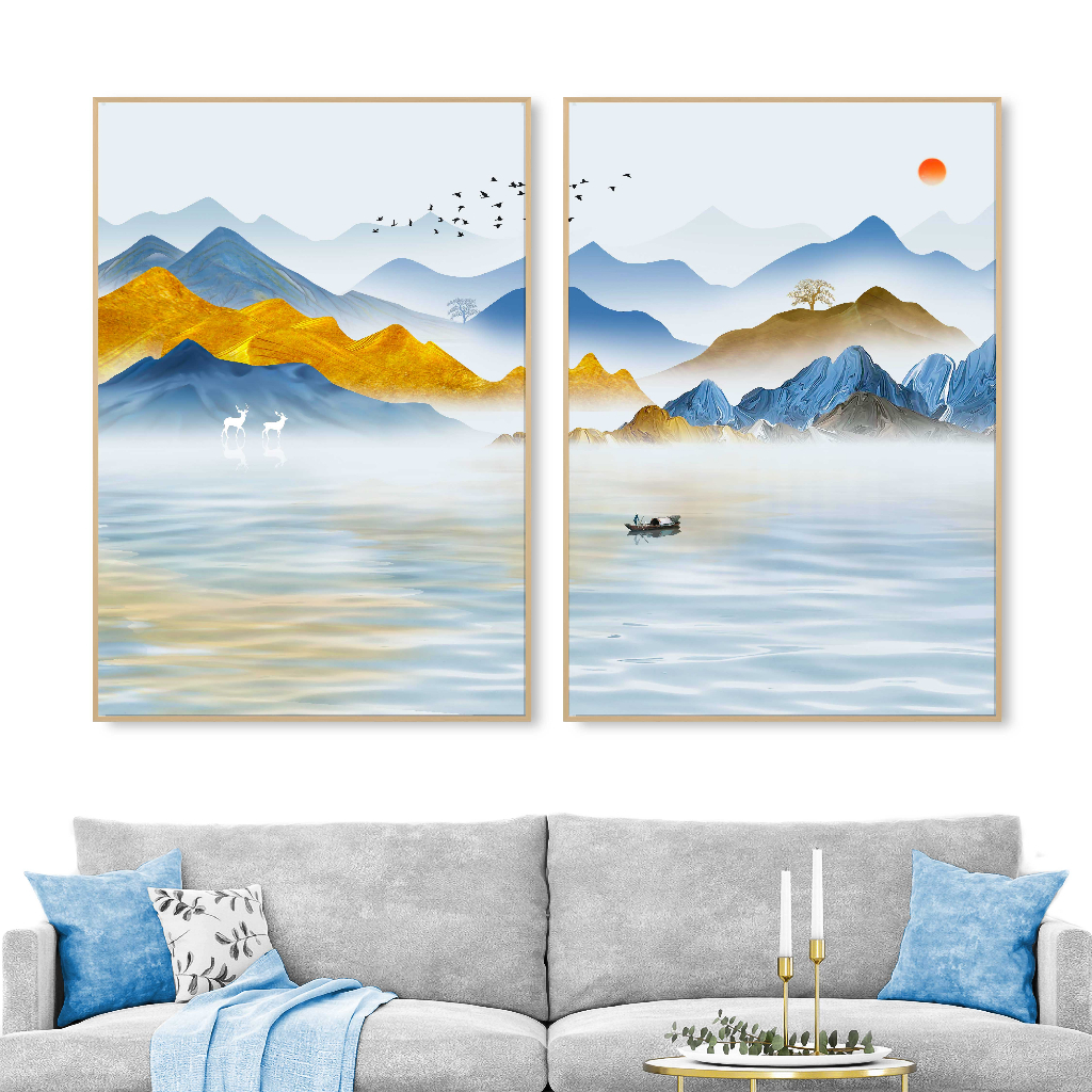 Jual Hiasan Dinding Ruang Tamu Minimalis 80x57cm & 40x57cm INCLUDE ...