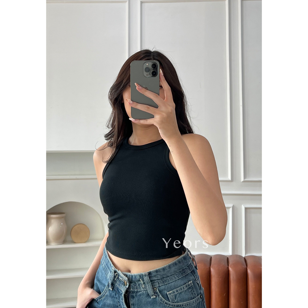Jual YEORS - Atasan Basic Top Kaos Wanita Kaye Crop Top Petite Size ...