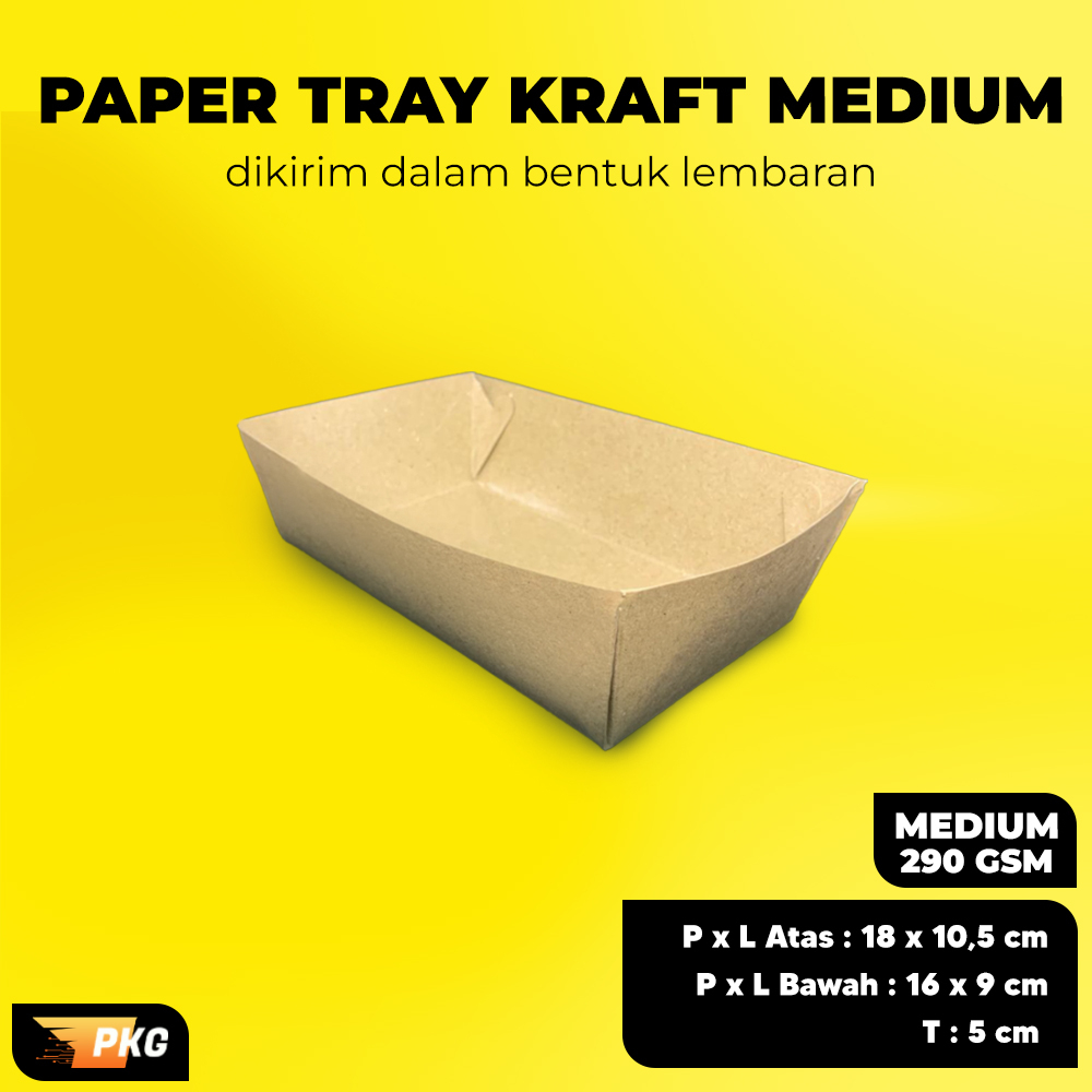 Jual Paper Food Tray Medium / Paper Kraft Tray / Piring Kertas Laminasi | Shopee Indonesia