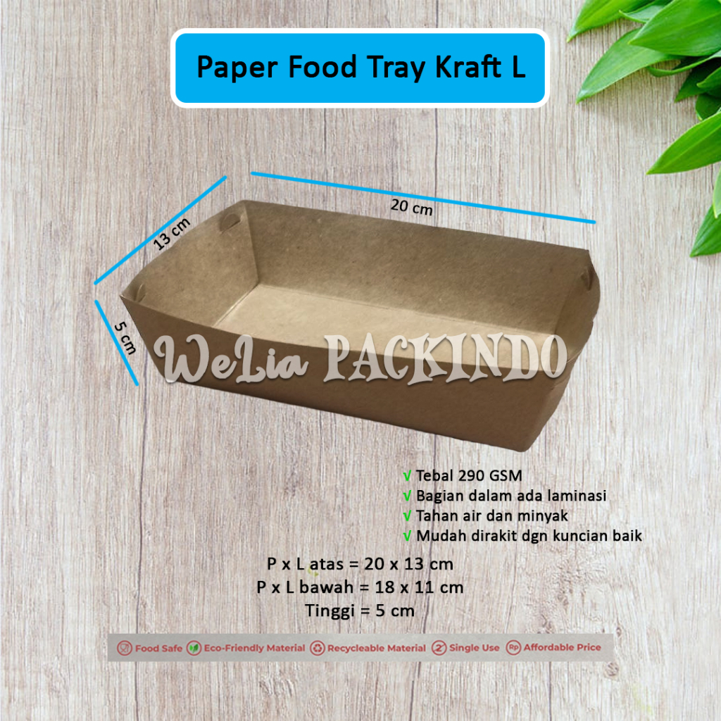 Jual Paper Food Tray S M L Laminasi 290 GSM / Tray Kraft Coklat Small ...