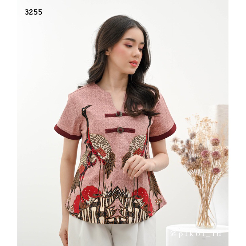 Jual Atasan batik merah / Cheongsam batik wanita / baju batik etnik ...