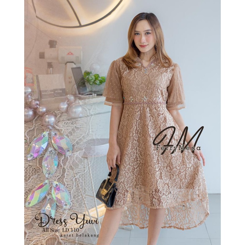 Jual GC - Dress brukat Modern terbaru 2023 / Dress natal / Dress pesta ...