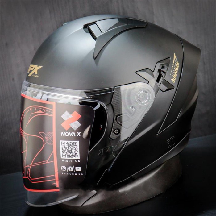 Jual JPX HELM NOVA X V2 SOLID BLACK DOFF GOLD - DOUBLE VISOR | Shopee Indonesia