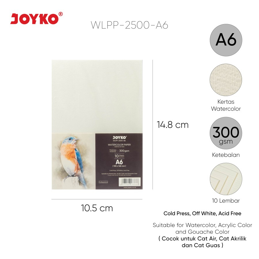 Jual Watercolor Paper Kertas Cat Air 300 gsm 10 Sheets Joyko WLPP-2500 ...