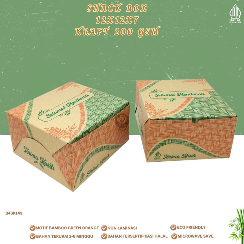 Jual Dus Snack Box Snack 12x12 Bahan 200 Gsm (B43K149-12X12x7 Cm ...