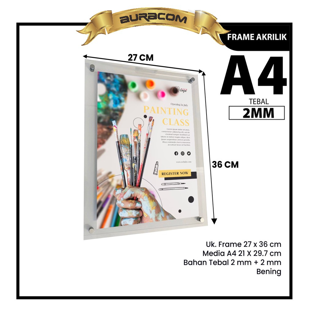 Jual FRAME FOTO AKRILIK POSTER DINDING ACRYLIC UKURAN A4 | Shopee Indonesia