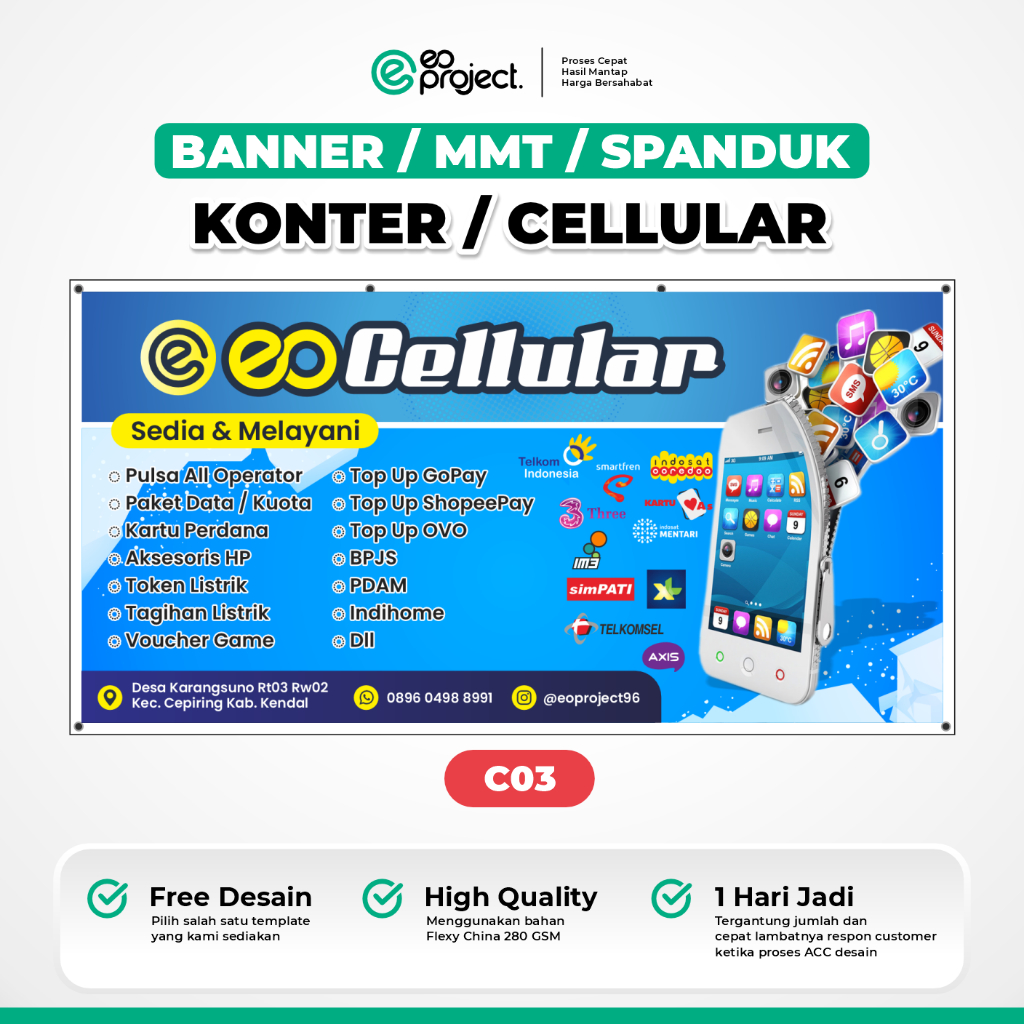 Jual Cetak MMT / Banner / Spanduk / Backdrop Konter atau Cellular eoproject | Shopee Indonesia