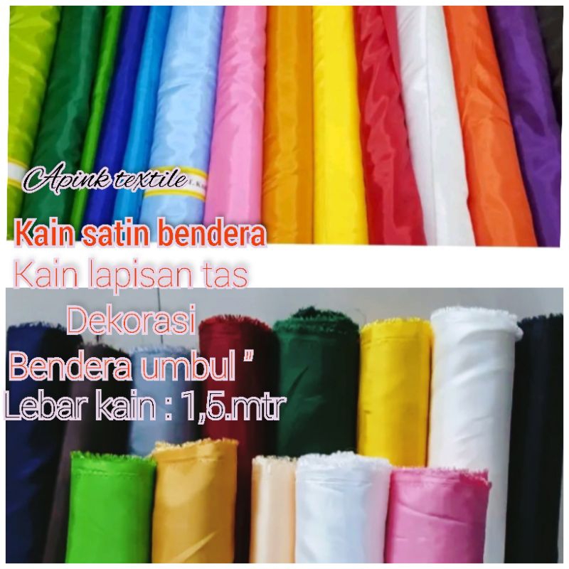Jual kain satin bendera polos lebar kain 1.50cm bendera polos | Shopee ...