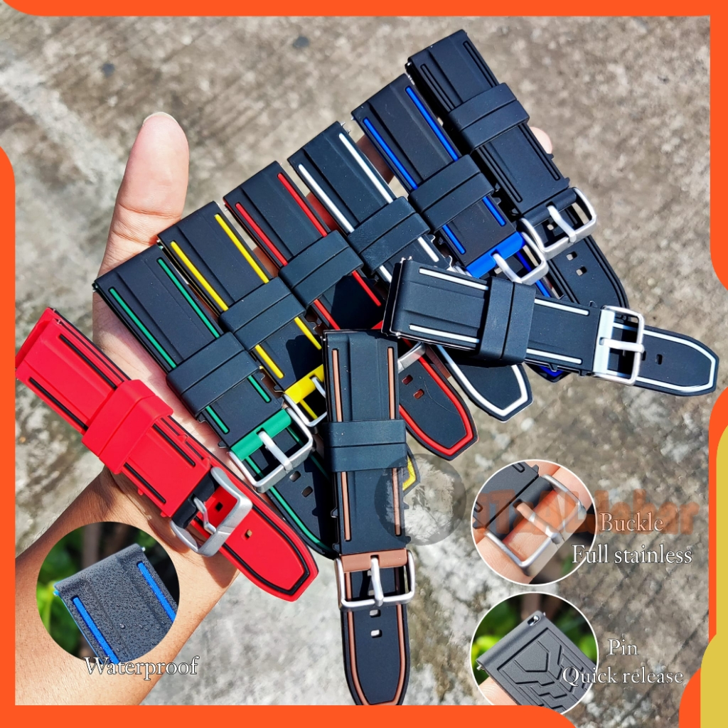 Jual Tali jam Karet 20mm 22mm 24mm Strap tali jam tangan Karet WH276 ...