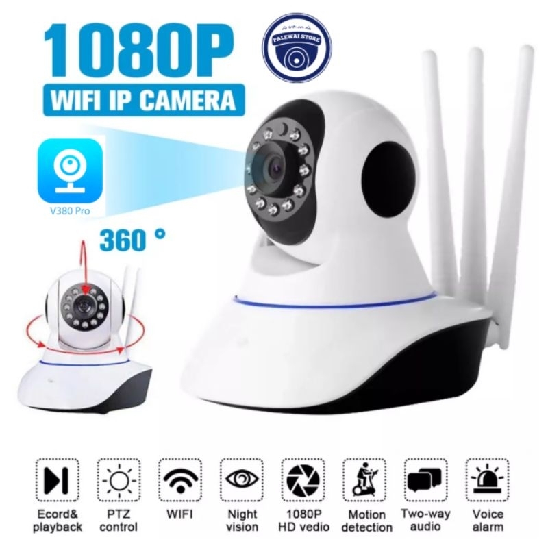 Jual IP Camera CCTV WIRELESS Wifi 3 Antena V380 - Ip Cam v380 | Shopee ...