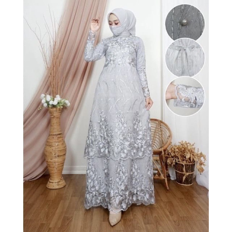 Jual MAXI VIRA (M L XL XXL XXXL) GAMIS BRUKAT DRESS SUSUN FULL BRUKAT BUSUI FRIENDLY GAMIS PESTA ...