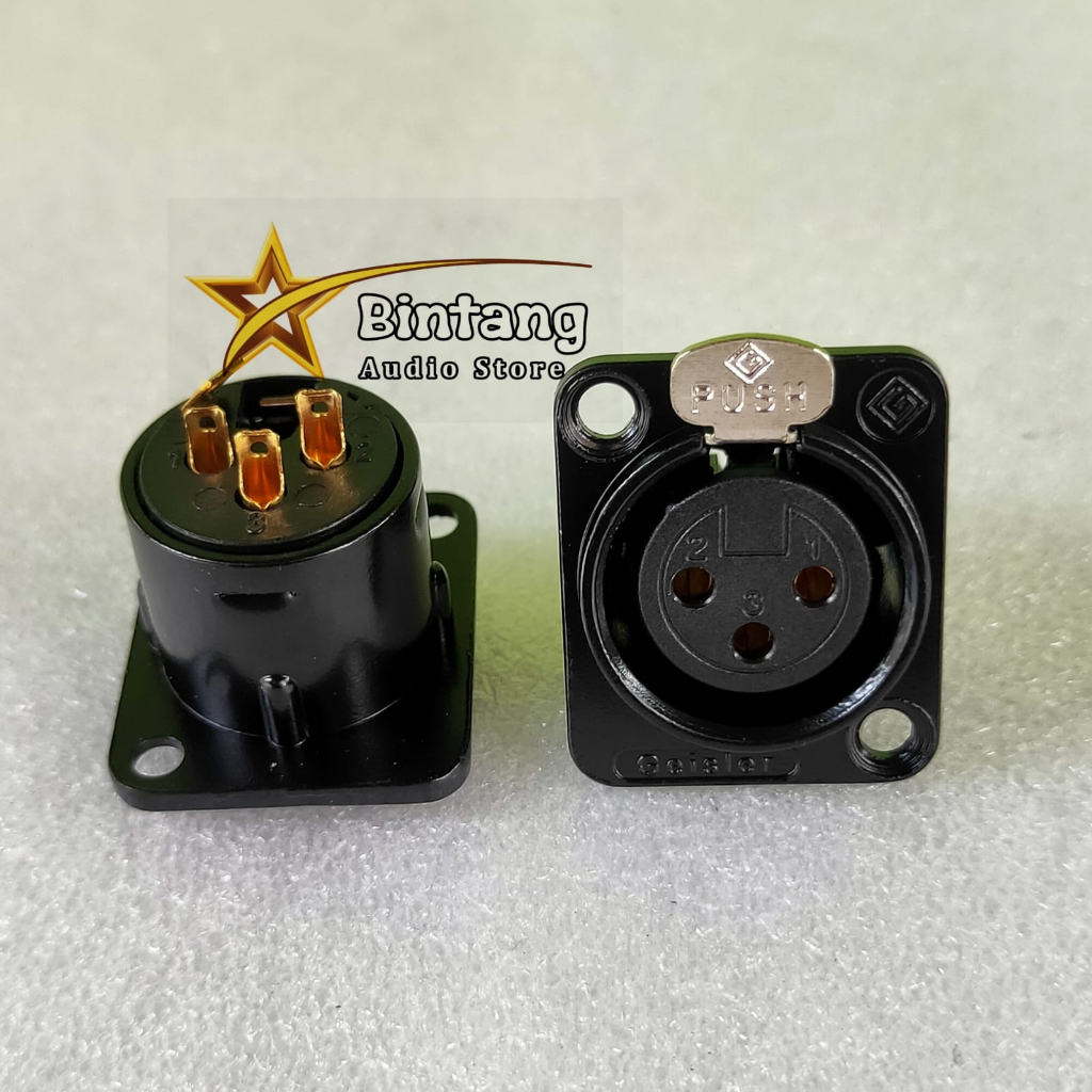 Jual Socket CANON GEISLER Bodi Besi / Soket CANNON XLR Kaki Gold ...