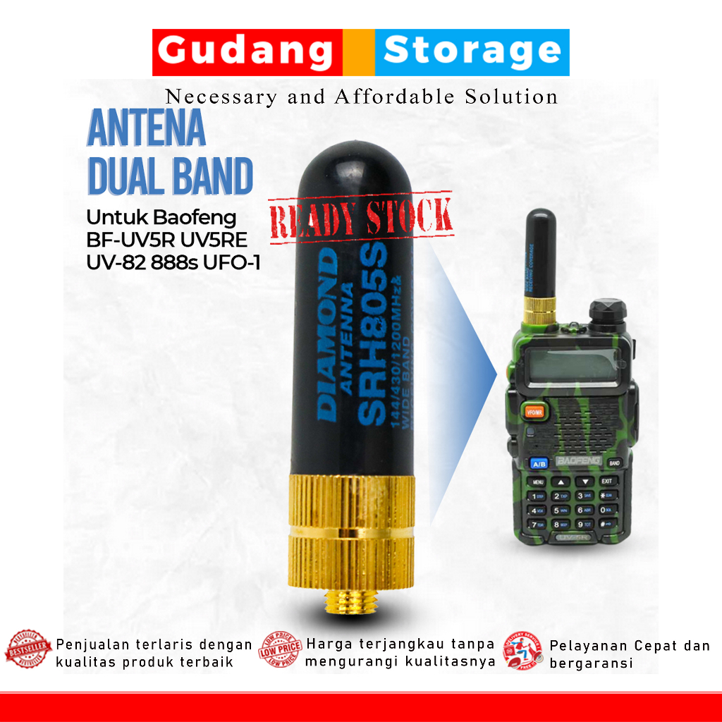 Jual [GSO] ANTENA WALKIE TALKIE Antena Dual Band Baofeng BF-UV5R BF-UV5RE UV-82 BF-888s UFO-1 ...