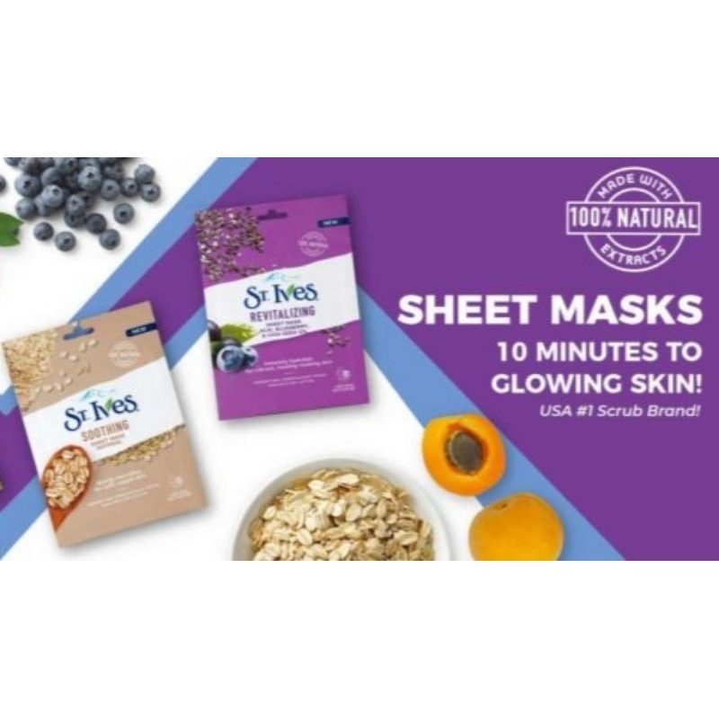 Jual SHEET MASK/MASKER WAJAH ST IVES SHOOTING & REVITALIZING | Shopee ...