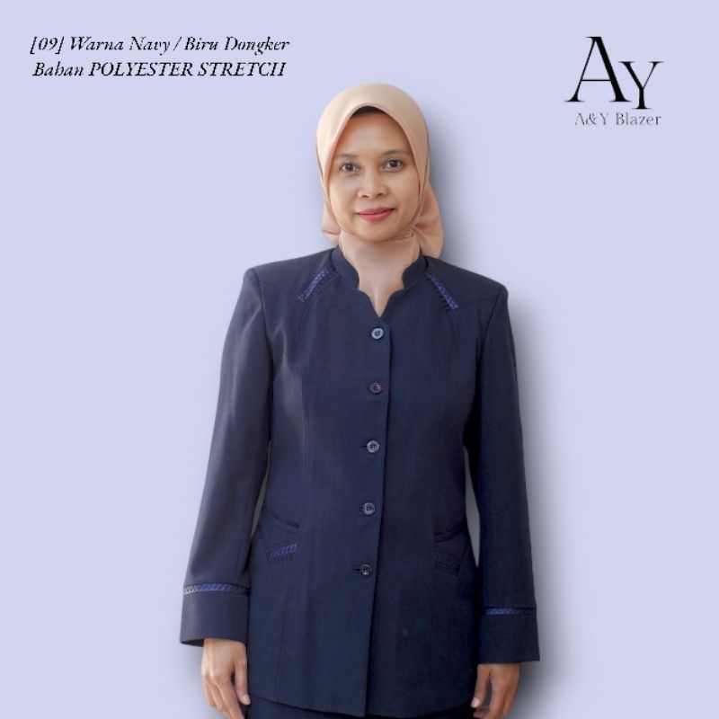 Jual [08] A&Y Blazer Setelan Baju Seragam Blazer Wanita Warna Navy ...