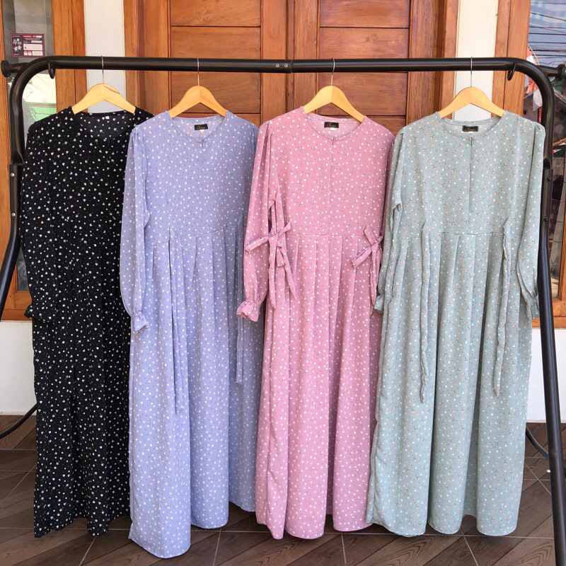 Jual Chery Dress Busui Crinkle Yoryu Motif Bunga Kecil | Shopee Indonesia