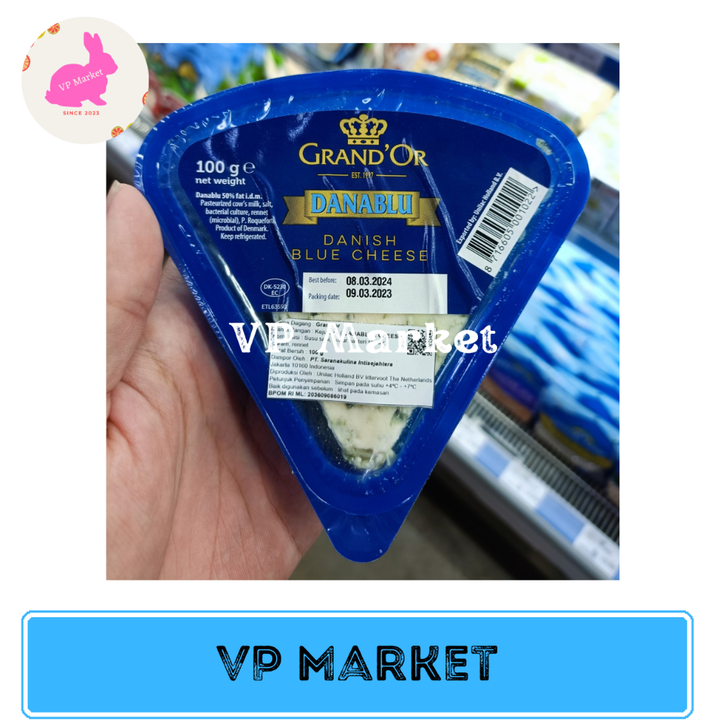 Jual Grand'or Danablu Danish Blue Cheese/Keju Grandor Biru Danablu 100g ...