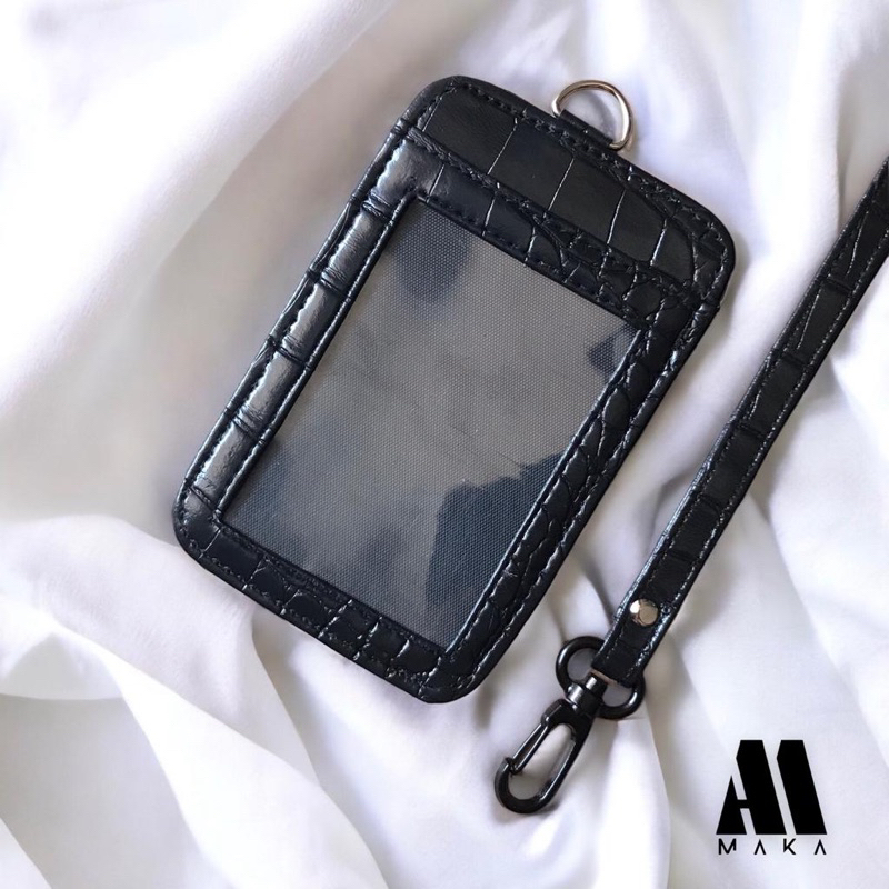 Jual ID CARD NAMETAG CROCO SYNTHETIC LEATHER DOFF / LANYARD TALI NAME ...