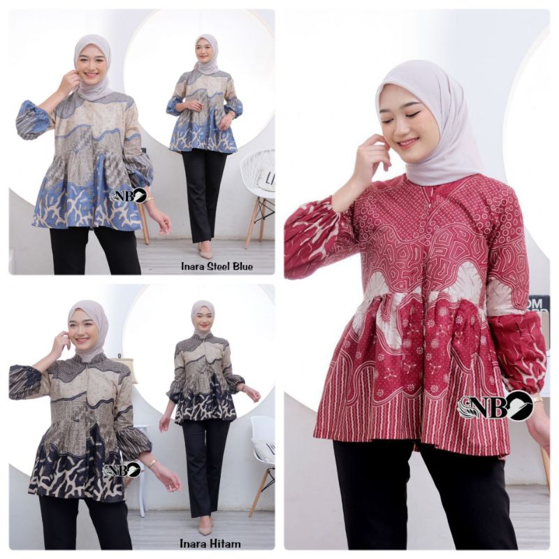 Jual tey-17 Batik wanita ASJ SA HRB026 Kenongo Kemeja Tosca Pendek | Shopee Indonesia