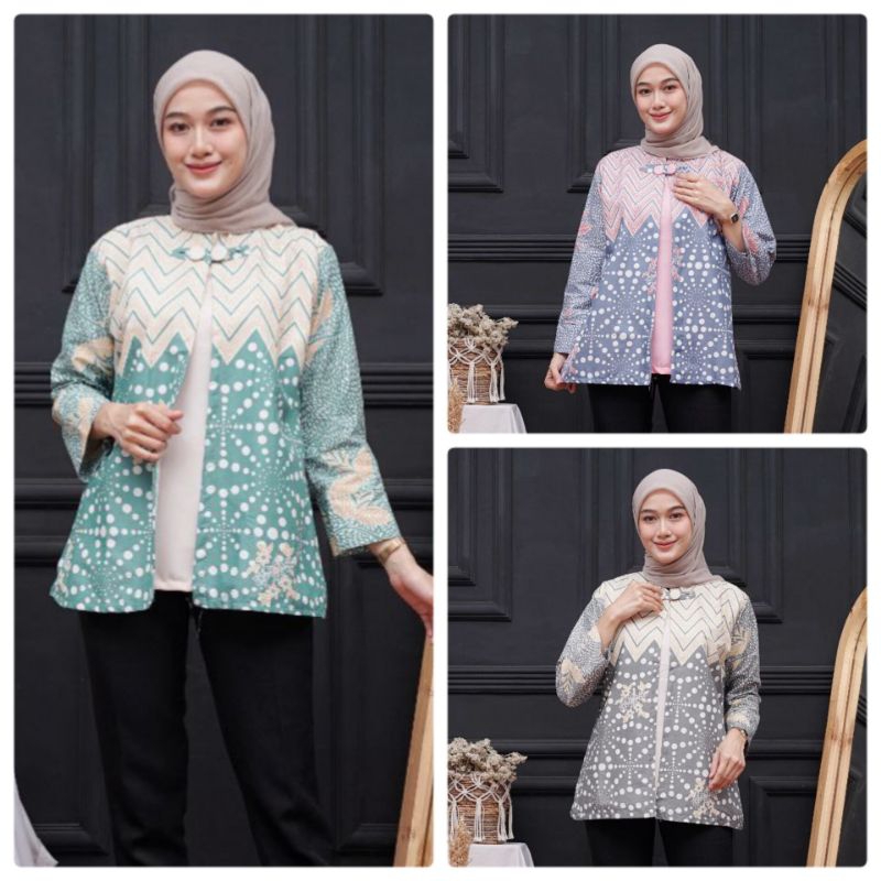 Jual tey-17 Batik wanita ASJ SA HRB026 Kenongo Kemeja Tosca Pendek | Shopee Indonesia