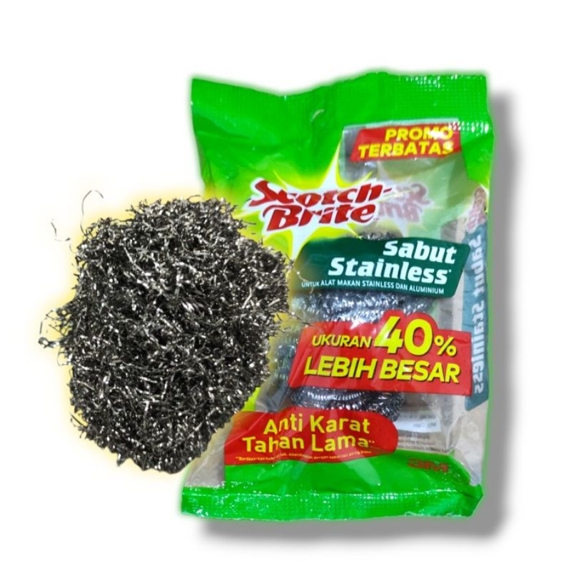 Jual SCOTCH BRITE SABUT STAINLESS 3M kawat cuci piring ekonomis anti ...