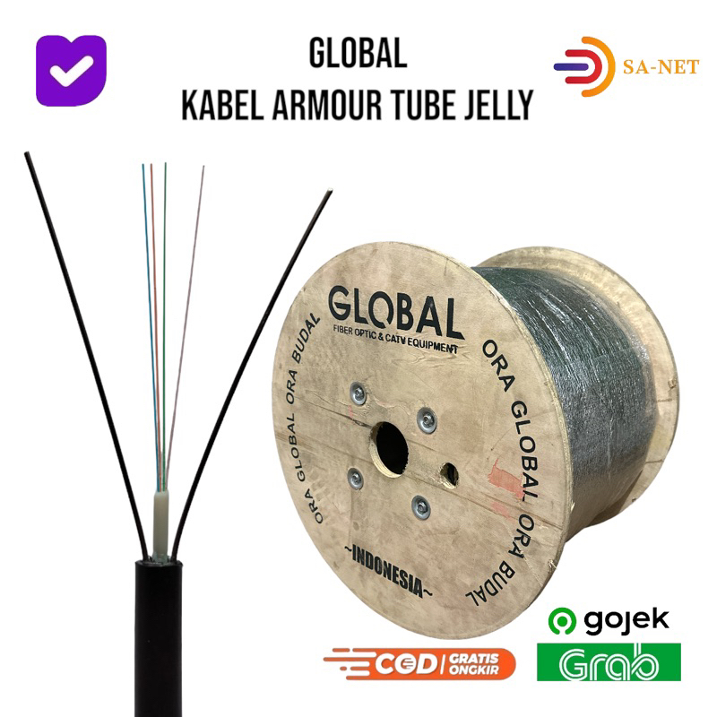 Jual GLOBAL 2 4 12 CORE ARMOURE TUBE JELLY 1KM / 1000M - KABEL FIBER ...