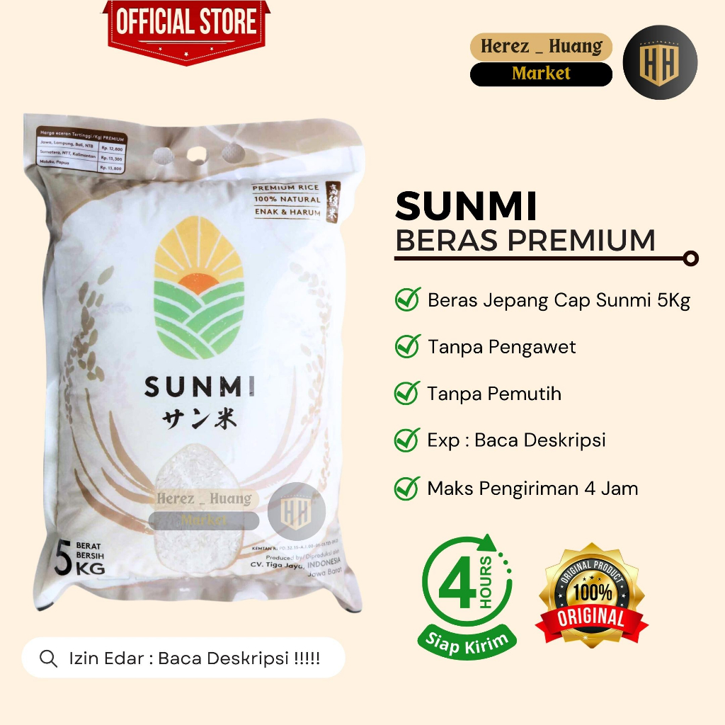 Jual SUNMI 5kg Beras Putih Butir Premium 5Kg Khas Cap Jepang Beras ...